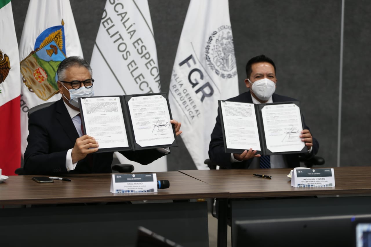 Firman Convenio De Colaboración Fiscalía Electoral Y Pgj De Hidalgo